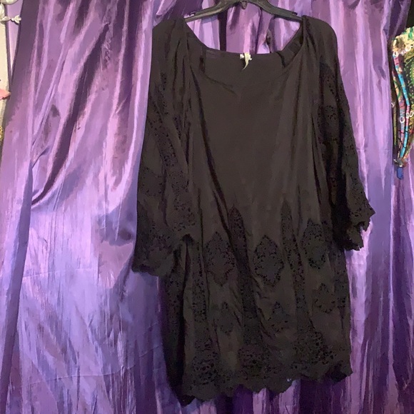 XCVI | Tops | Black Embroidered Top | Poshmark